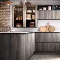 China Melamine Finish Modern Modular Kitchen Cabinet L Shape Design for sale