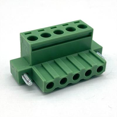 China 300V 10A M2.5 Screw Fixed Ear Plug-In Brass Terminal Block for sale
