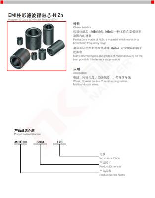 China MCCSN Series NiZn Ferrite Core Ring Cylinder EMI Filter Bare Core 15-50mm Size Range ROHS for sale