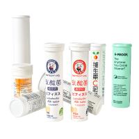 China Minerals Industrial Plastic Vitamin C Effervescent Tablet Tubes With Desiccant Cover for sale
