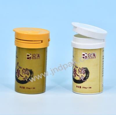 China Medicine Packaging 48mm Glucose Test Strip Container with Desiccant Cover and Flip Cap for sale