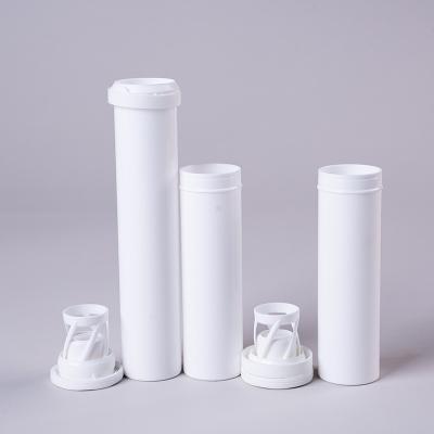 China Desiccant Cap Customize Logo Vitamin C Effervescent Tablet Plastic Bottle Packaging for sale