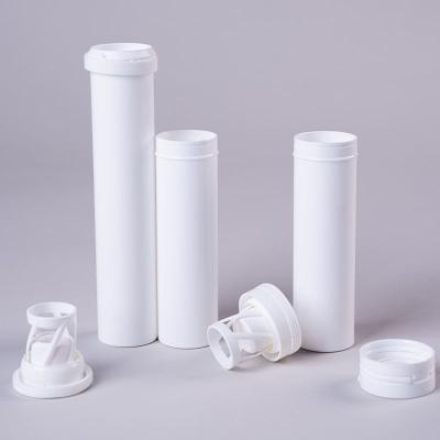 China Food Grade PP Plastic Effervescent Tablet Tube Bottle with Custom White Print and Cap for sale