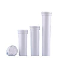 China Calcium Vitamin C Effervescent Tablet Tube with Desiccant Cap 144mm White PP Plastic for sale
