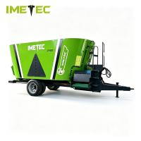 China IMETEC Vertical Auger TMR Mixer with Stainless Steel Construction and Hydraulic Unloading Door for Dairy & Beef Farms for sale