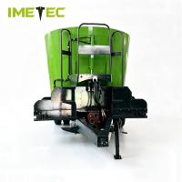 China IMETEC Vertical Auger TMR Mixer with Stainless Steel Construction and Hydraulic Unloading Door for Dairy & Beef Farms for sale