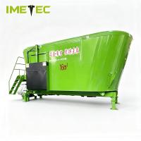 China IMETEC Vertical Auger TMR Mixer with Stainless Steel Construction and Hydraulic Unloading Door for Dairy & Beef Farms for sale