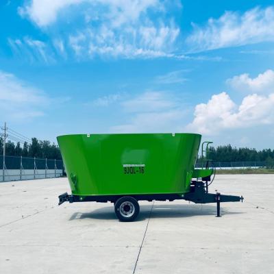 China Heavy Duty Vertical Trailed Feed Mixer Wagon PTO Driven TMR Mixer For Beef Cattle Ranch for sale