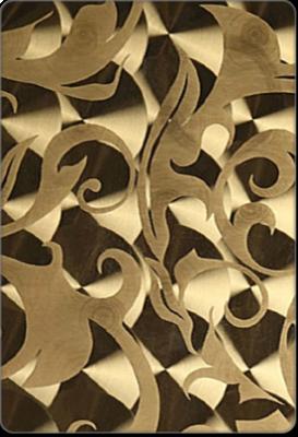 China Golden Swirl 304 Stainless Steel Etching Sheet Decoration Panel Plate Scratch Proof for sale