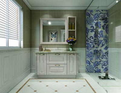China Mirrorred Steel Stainless Bathroom Cabinet Vanity Unit With Floral Tile Waterproof for sale