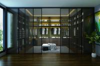 China Frosted Glass Black Steel Stainless Closet Modular Wardrobe Clothes Organizer for sale