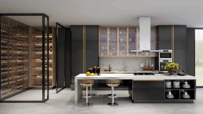 China Brushed 201SS Stainless Steel Kitchen Unit Wine Cabinet Furniture for sale