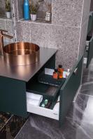 China Modern Mirrored Bathroom 316 Stainless Steel Vanity Cabinet Copper Basin Cabinet for sale