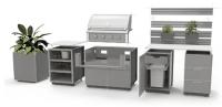 China Gray 201 Stainless Steel Outdoor Kitchen Units BBQ Grill Storage Station Barbeque Units ODM for sale