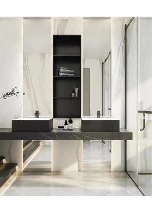 China Double Sink 304SS Bathroom Cabinet Vanity Unit Storage Shelf Stone Top for sale