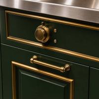 China 304 Stainless Steel Brass Trim French Kitchen Cabinets Island for sale