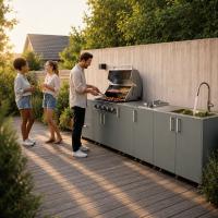 China K5 Modular Outdoor Kitchen with Side Burner, Sink and Storage Drawers for sale