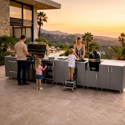 China K8 Complete Modular Outdoor Kitchen with Kamado Smoker and Side Burner for sale