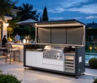 China Grey Aluminum Kitchen with Fridge, Induction and Storage Rack-MOVA Pro for sale