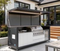 China Grey Aluminum Kitchen with Fridge, Induction and Storage Rack-MOVA Pro for sale