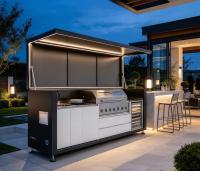 China Grey Aluminum Kitchen with Fridge, Induction and Storage Rack-MOVA Pro for sale