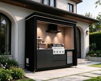 China Black Outdoor Kitchen with Four-Burner Gas and Charcoal Grill | ROVA Standard Version for sale
