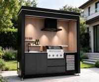 China Black Outdoor Kitchen with Four-Burner Gas and Charcoal Grill | ROVA Standard Version for sale