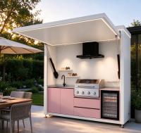 China Electric Lift-Top Outdoor Kitchen with an Integrated Dual-Fuel Barbecue, Suitable for Outdoor Living Areas | ROVA PRO White Version for sale