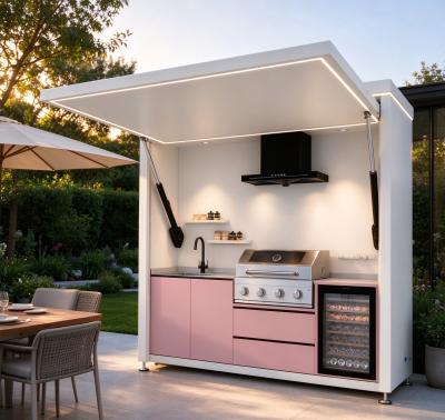 China Electric Lift-Top Outdoor Kitchen with an Integrated Dual-Fuel Barbecue, Suitable for Outdoor Living Areas | ROVA PRO White Version for sale