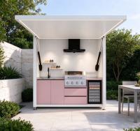 China Electric Lift-Top Outdoor Kitchen with an Integrated Dual-Fuel Barbecue, Suitable for Outdoor Living Areas | ROVA PRO White Version for sale