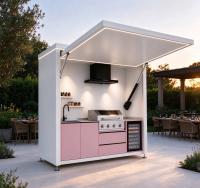 China Electric Lift-Top Outdoor Kitchen with an Integrated Dual-Fuel Barbecue, Suitable for Outdoor Living Areas | ROVA PRO White Version for sale