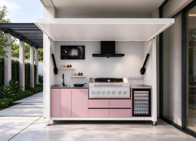 China White All-Season Outdoor Private Chef Station With Freestanding Prep Island for sale