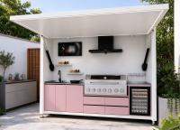 China White All-Season Outdoor Private Chef Station With Freestanding Prep Island for sale