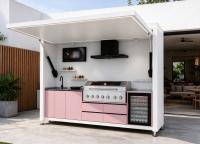 China White All-Season Outdoor Private Chef Station With Freestanding Prep Island for sale