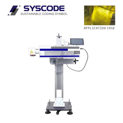 China CO2 Flying Laser Marking Machine 30W/60W for Packaging Bags & QR Codes - 150 m/min Speed, 300x300mm Area for sale