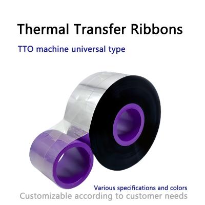 China TTO Thermal Transfer Ribbon 33mm & 55mm Widths 500m Length for Food Packaging Date and QR Code Printing for sale