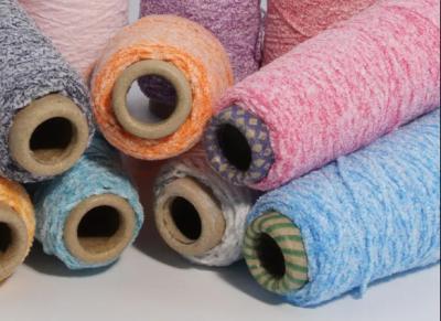 China Two Mix Color Chenille Yarn Chunky Dyed 50% Polyester 50% Cotton Blended White Dot for sale
