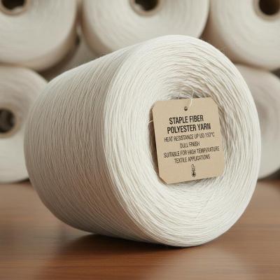 China Staple Fiber Polyester Yarn Heatresistance Up To 150°C Dull Finish Suitable For High Temperature Textile Applications for sale