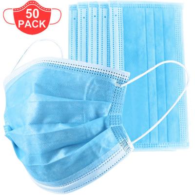 China Anti Dust Blue Disposable Dust Mouth Mask / Non Woven Fabrics 3 Layer Face Mask for sale