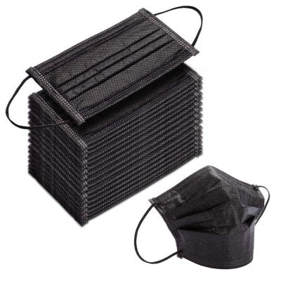 China 17.5x9.5cm Disposable Black Face Mask / Black Earloop Mask For Building Site for sale
