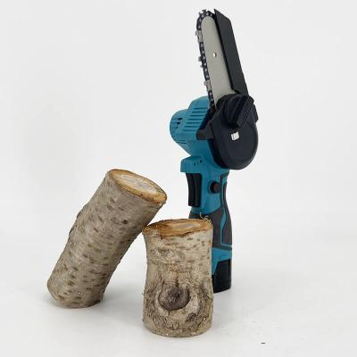 China 2 Batteries 4'' Mini Cordless Chainsaw Electric One-Hand Saw Wood Cutter for sale