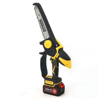 China 8 Inch Battery Operated Chain Saw Garden Tools Handheld Rechargeable Mini 21V Cordless Electric Chainsaw for sale