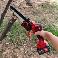 China Rechargeable Battery Operated Chain Saw 21V Hand Mini Electric Chainsaw Machine Garden Tool Wood Cutting for sale