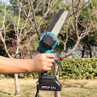 China Ultra Light 6 Inch Rechargeable Electric Chainsaw With Oil Pump Cordless Battery Chainsaw For Easy Cutting for sale