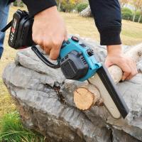 China Portable 6 Inch Electric Mini Chainsaw Battery Powered With Oil Pump Lightweight Cordless For Cutting for sale