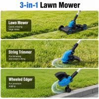 China 21V Compact Lawn Mower for Small Lawn Property Maintenance Wheeled Cordless Grass Trimmer Backyard Mowing for sale