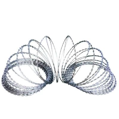 China Sample Hot Dipped Barbed Wire CBT-65 Concertina Security Razor Barbed Wire Anti-climb for sale