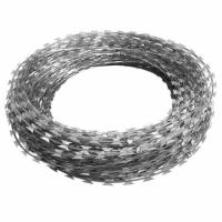 China Sea Shipping GI Razor Wire Barrier Concertina Barbed Wire Rolls for Airport Security for sale