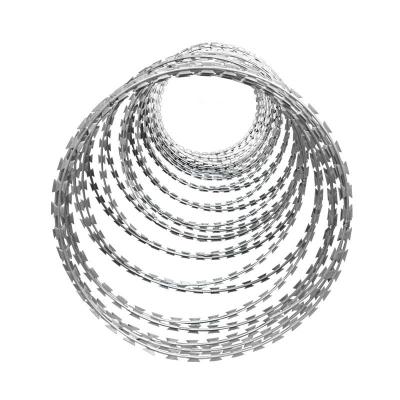 China Professional Manufacture Silver Concertina Razor Barbed Wire with Zinc Coated Surface for sale
