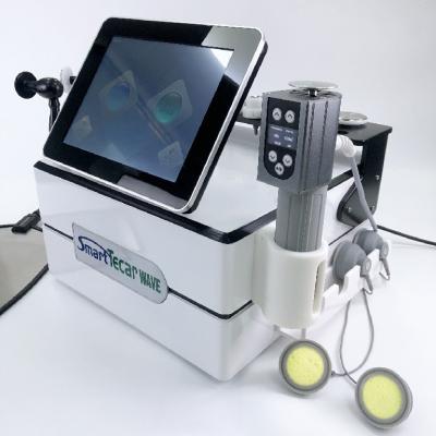 China Portable Tecar Shockwave Therapy Machine 300W RF 300-450kHz with 40mm Resistive Handle for Pain Relief for sale